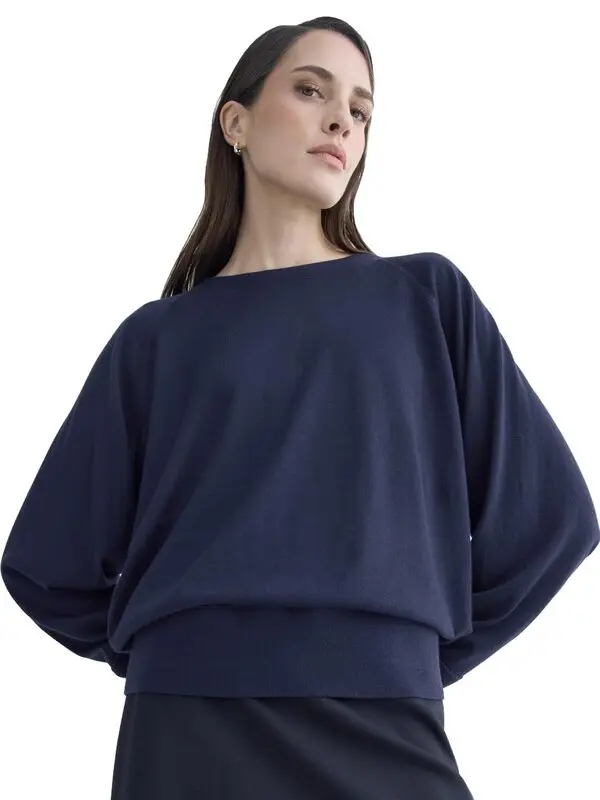 Everlane Raglan Sleeve Crewneck Sweater - Rich Navy