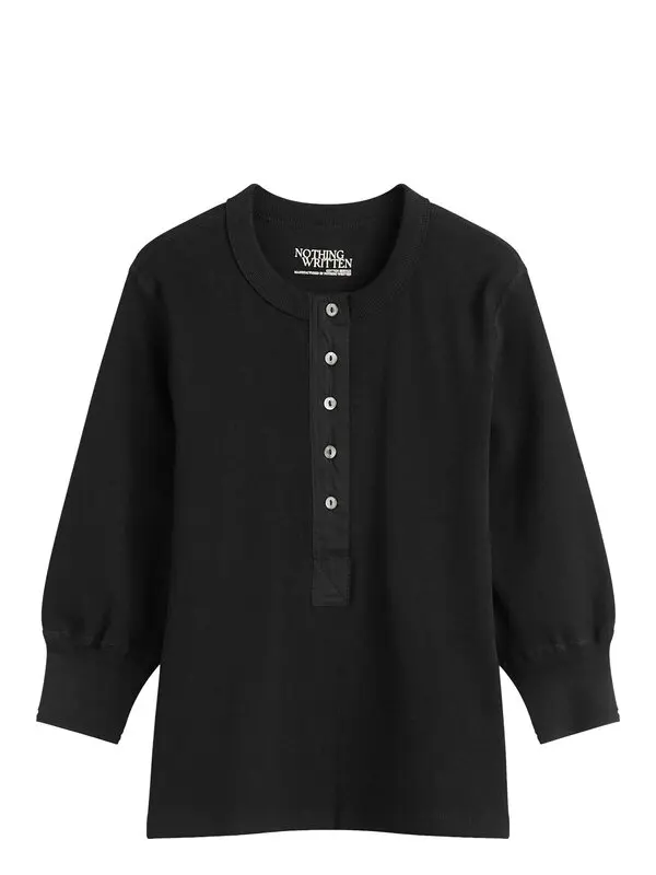 NOTHING WRITTEN Vintage Button T-shirt - Black