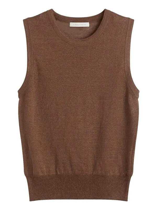 NOTHING WRITTEN Rola Linen Sleeveless Top - Brown