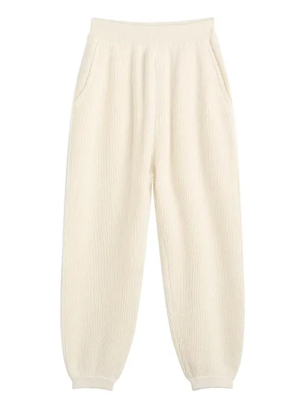 NOTHING WRITTEN Waffle Knit Tapered Pants - Ivory