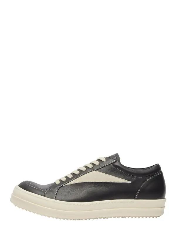 Rick Owens Leather Vintage Sneakers - Black/milk/milk