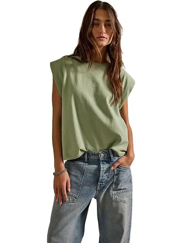 Free People We The Free Better Muscle Tee - Cameo Green