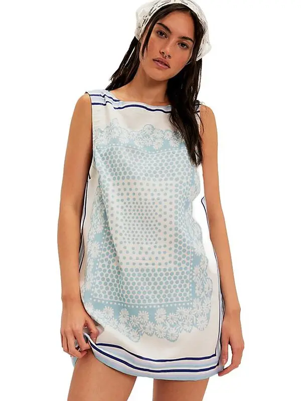Free People On The Dot Mini Dress - Cornflower Combo