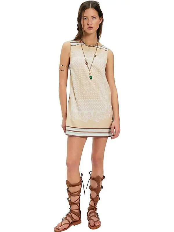 Free People On The Dot Mini Dress - Latte Combo