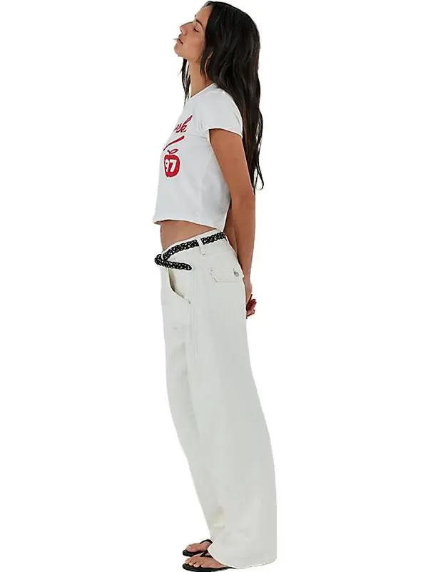 Free People Highland Low-rise Bowed Jeans - Parchment