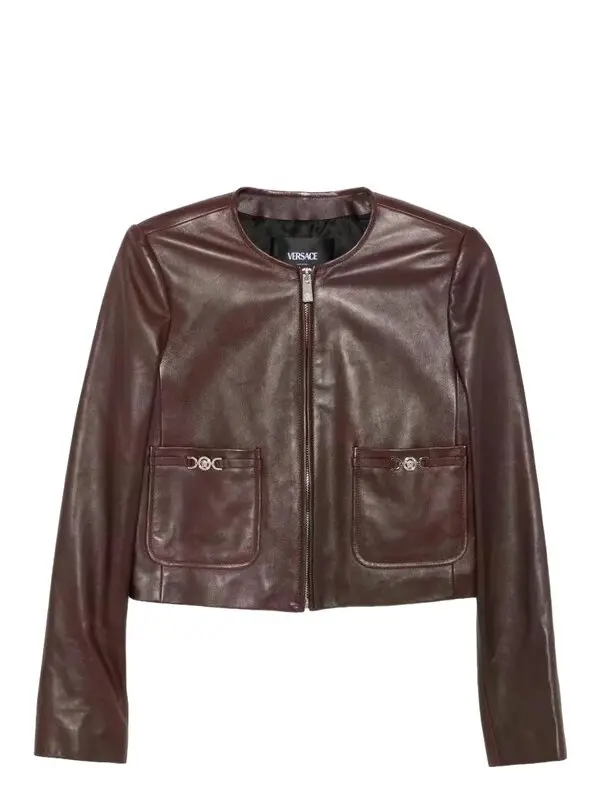 Versace Leather Zipped Jacket - Red