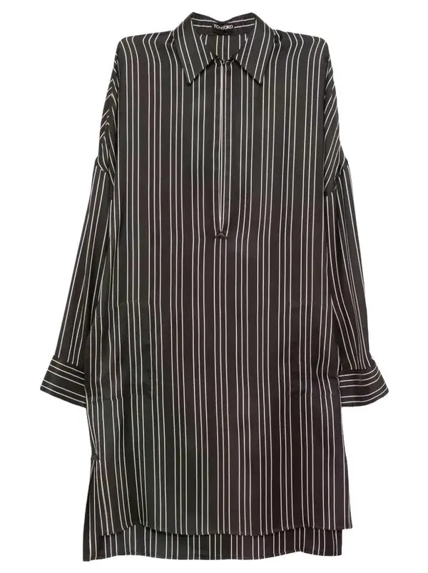 TOM FORD Striped V-neck Dress - Black
