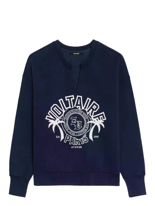 Zadig&Voltaire Graphic-embroidery T-neck Sweatshirt - Blue