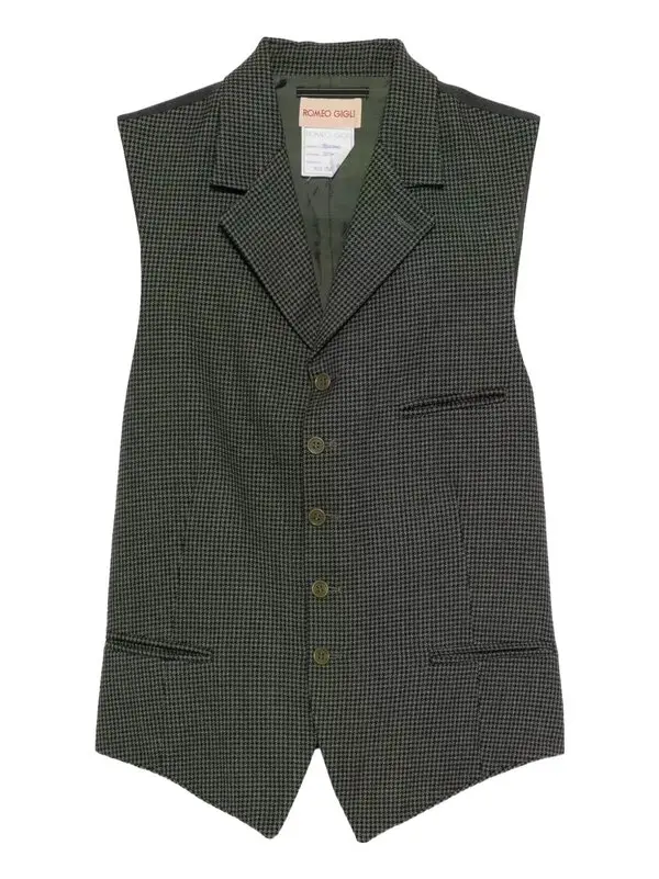 ROMEO GIGLI 1997-1998 Houndstooth Waistcoat - Green
