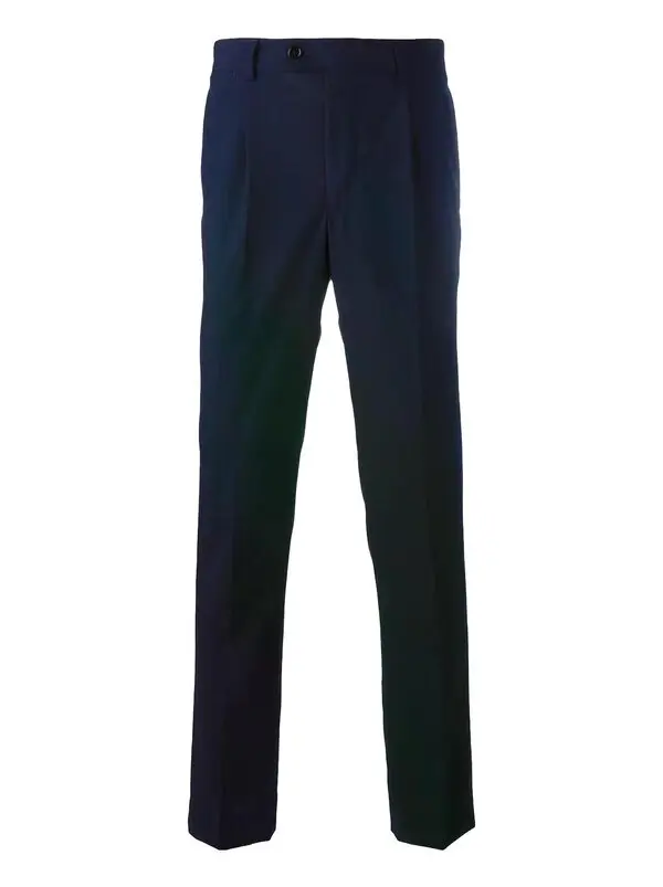 MP MASSIMO PIOMBO Slim Fit Pleated Trousers - Blue