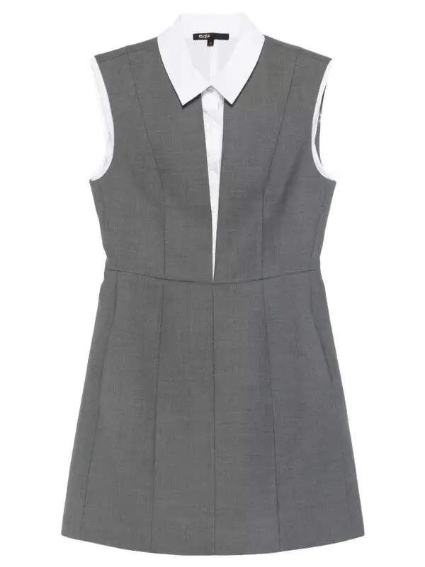 Maje Panelled Mini Dress - Grey