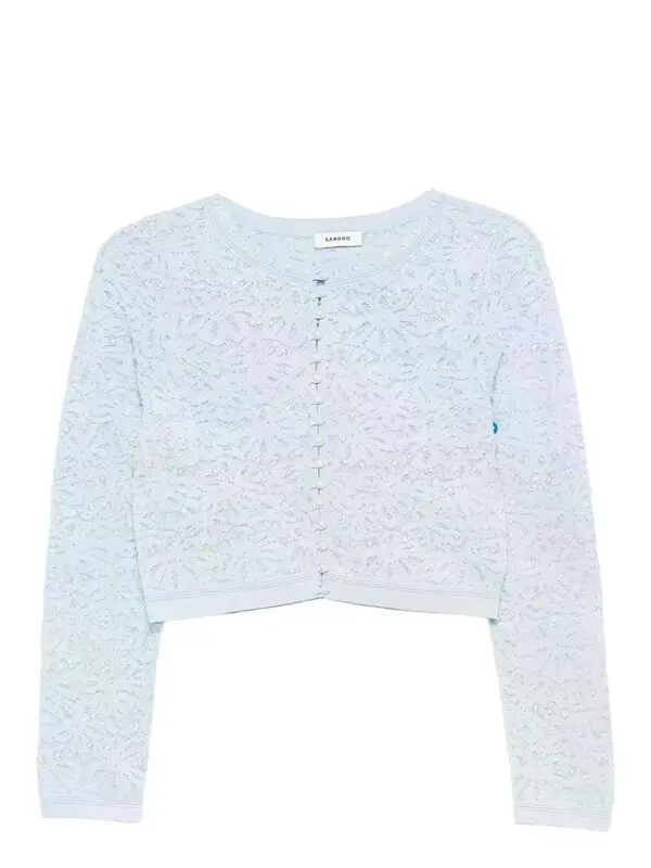 Sandro Floral-pattern Beaded Cardigan - Blue