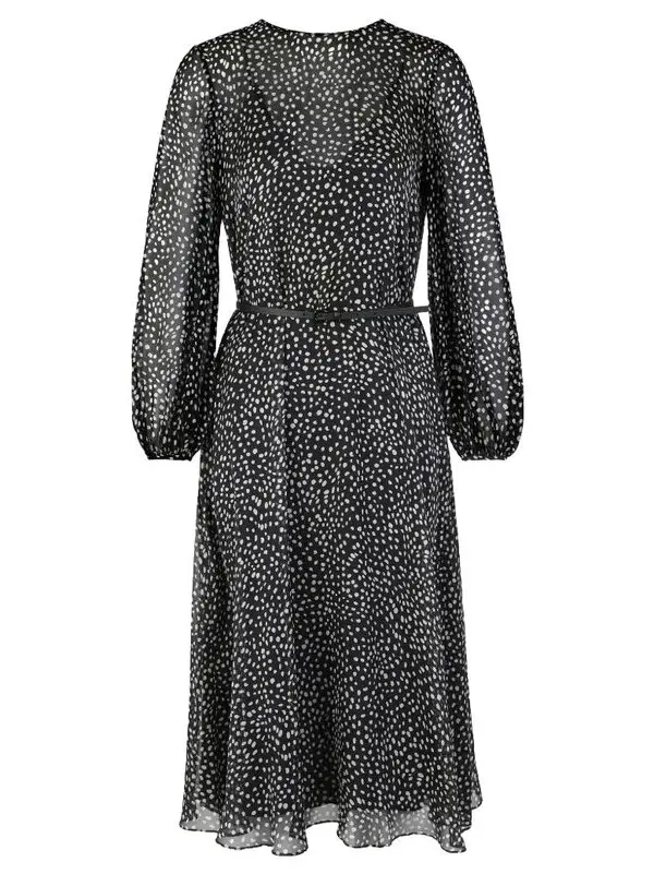 Max Mara Polka Dot Ruffled Dress - Black