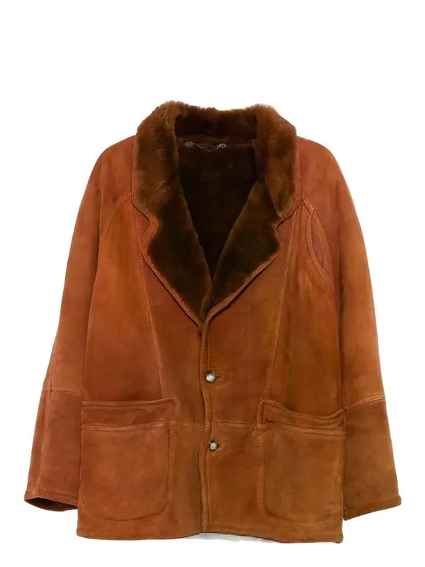 A.N.G.E.L.O. VINTAGE CULT 1980s Leather Coat With Fur Collar - Brown