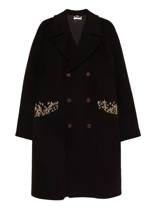 A.N.G.E.L.O. VINTAGE CULT Embroidered Double-breasted Wool Coat - Brown
