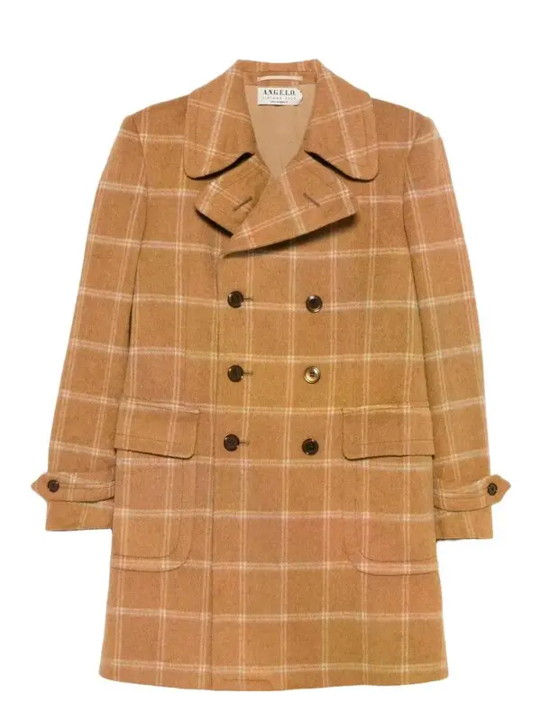 A.N.G.E.L.O. VINTAGE CULT 1970s Checked Double-breasted Coat - Brown