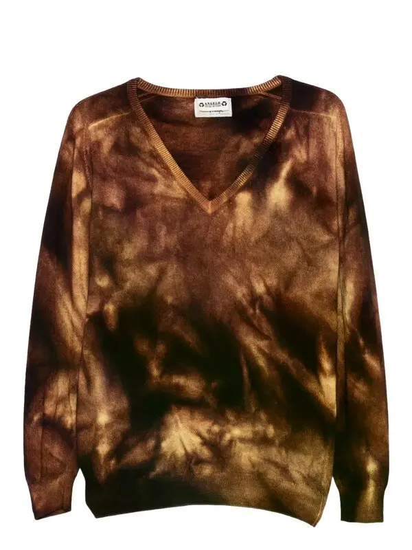 A.N.G.E.L.O. VINTAGE CULT Tie-dye V-neck Top - Brown