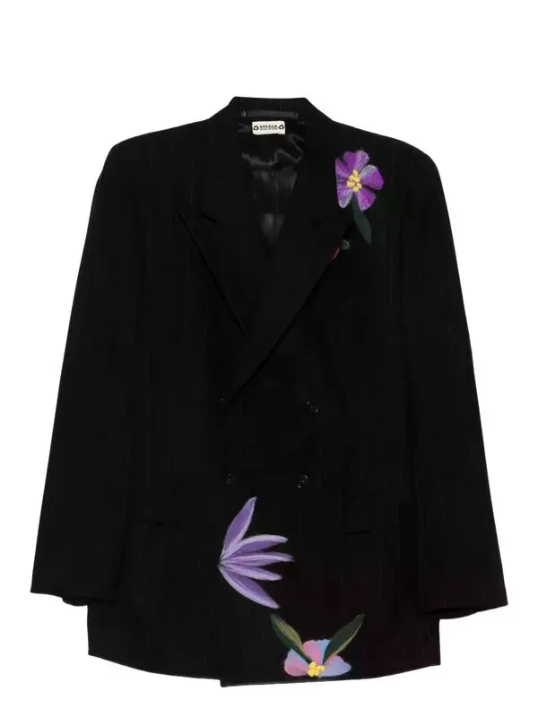A.N.G.E.L.O. VINTAGE CULT Pinstriped Floral Blazer - Black