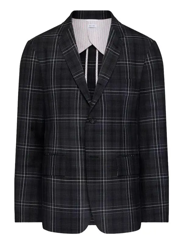 Thom Browne Plaid-pattern Single-breasted Blazer - Black