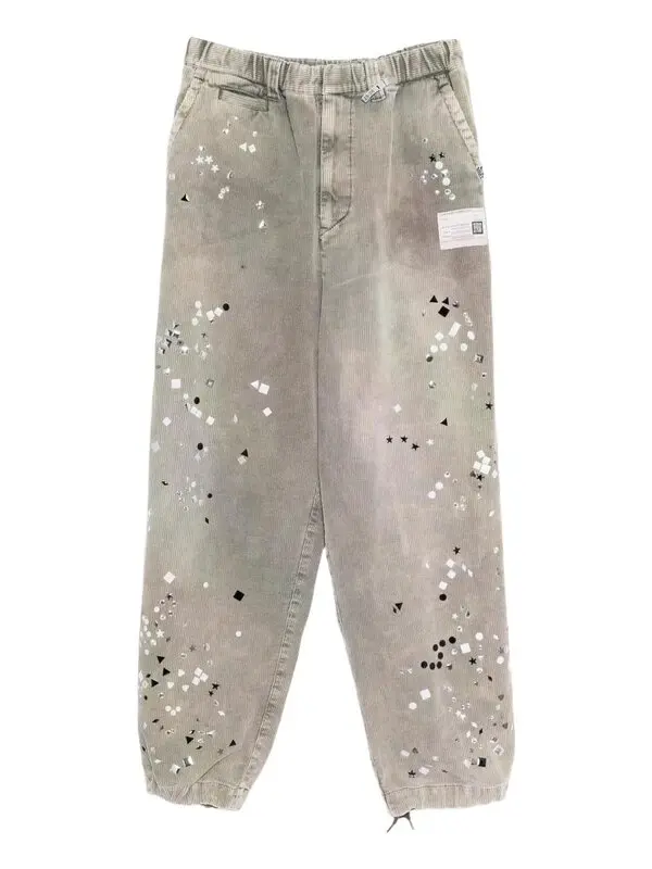 Mihara Yasuhiro Crystal-embellished Corduroy Trousers - Grey