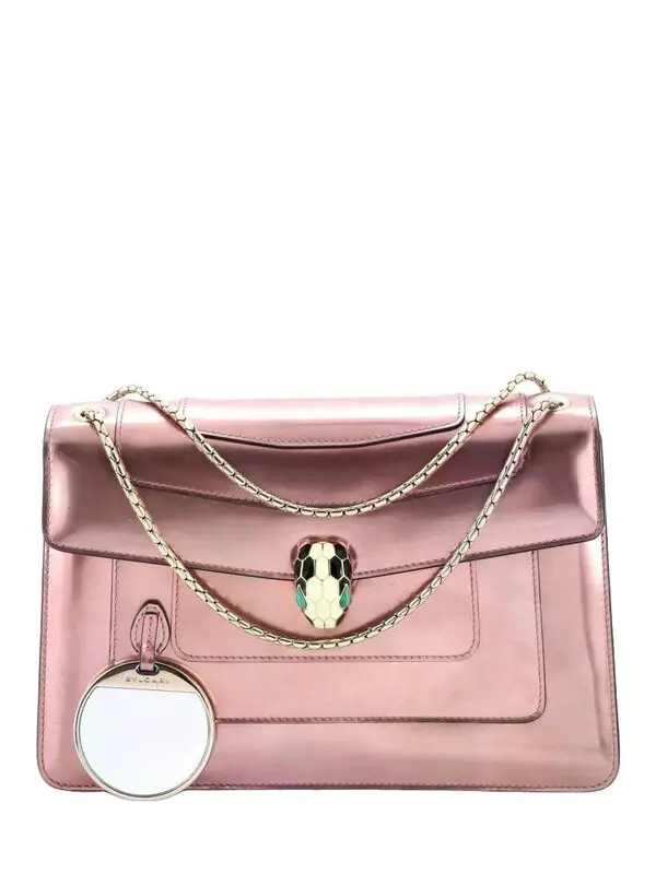 BVLGARI Serpenti Forever Metallic Leather Shoulder Bag - Pink