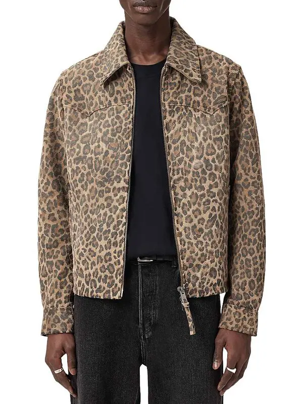 ALLSAINTS Leo Dellcot Leopard Print Jacket - Peanut Brown
