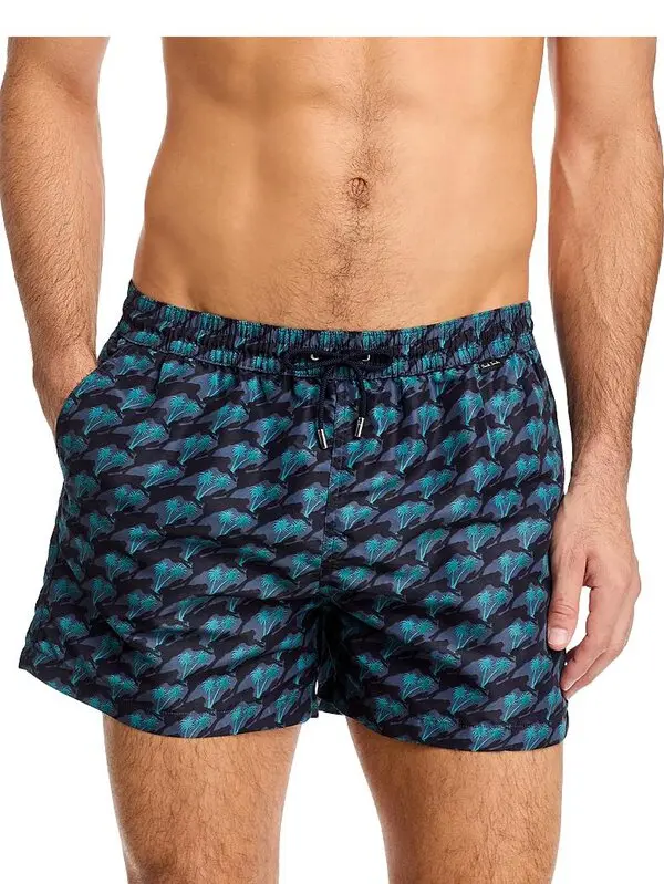Paul Smith Hare & Palm Print 5.5" Swim Shorts - Indigo