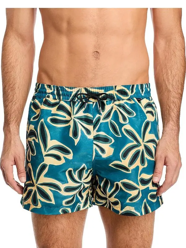 Paul Smith Abstract Palm Print 5.5" Swim Shorts - Petrol Green