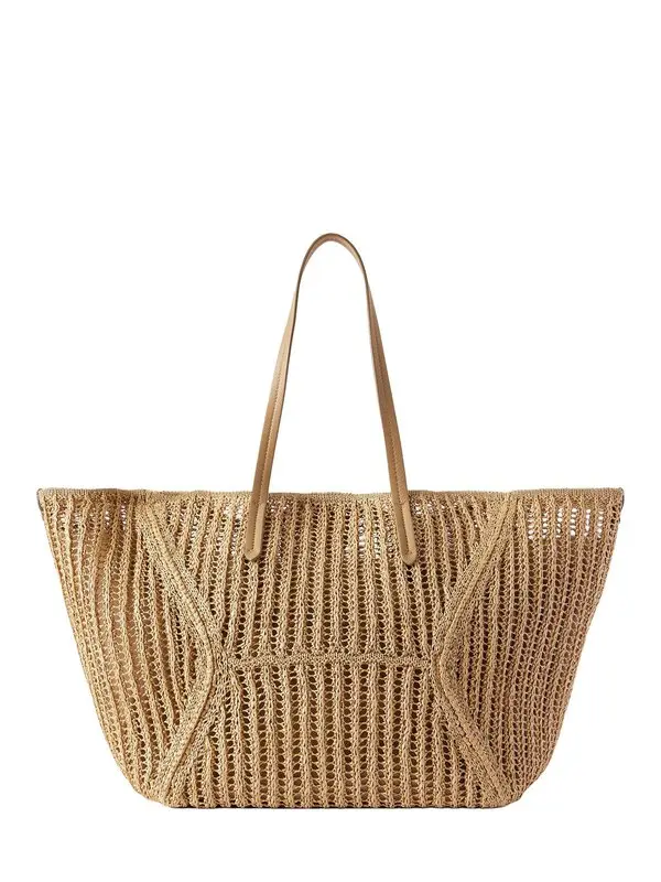 Brunello Cucinelli Leather-trimmed Woven Tote - Neutrals