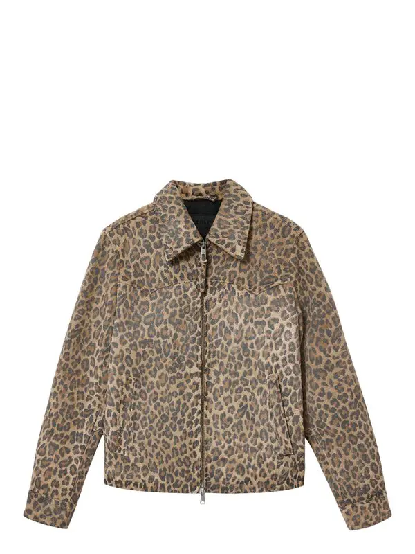 ALLSAINTS Suede Leopard Dellcot Jacket - Brown