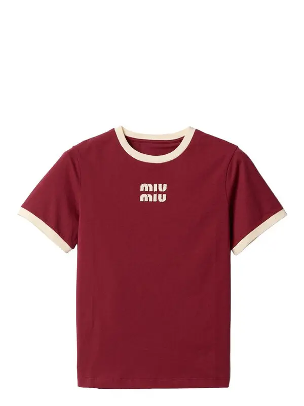 Miu Miu Cotton Jersey T-shirt - Amaranth/chalk White