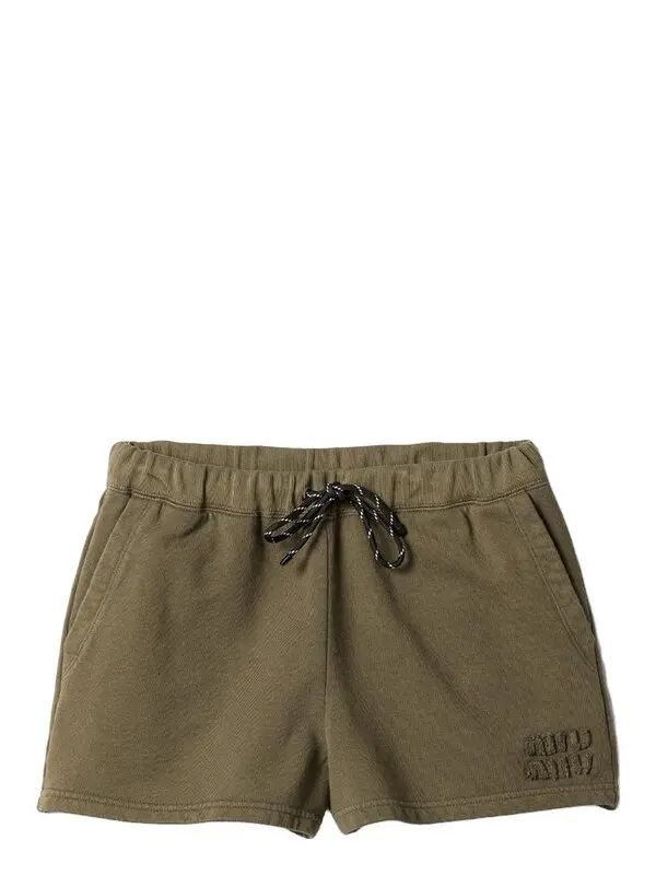 Miu Miu Garment-dyed Fleece Shorts - Military Green