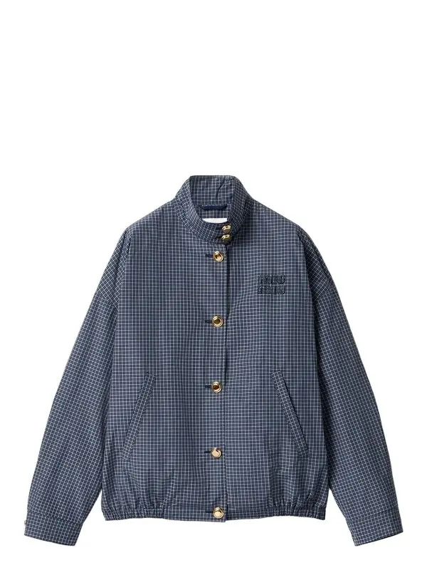Miu Miu Checked Technical Fabric Blouson Jacket - Navy