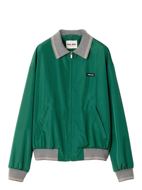 Miu Miu Technical Poplin Bomber Jacket - Green
