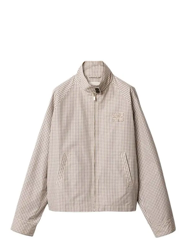 Miu Miu Checked Technical Fabric Blouson Jacket - Sand Beige