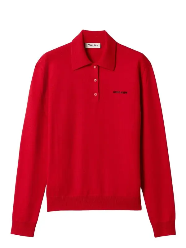 Miu Miu Wool Knit Polo Shirt - Red