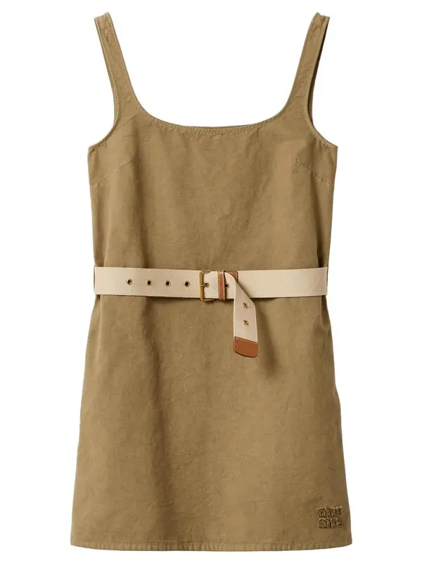 Miu Miu Old Gabardine Mini-dress - Khaki