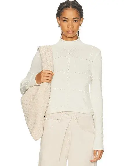 Guest In Residence Popcorn Knit Mock Neck Top - Cream