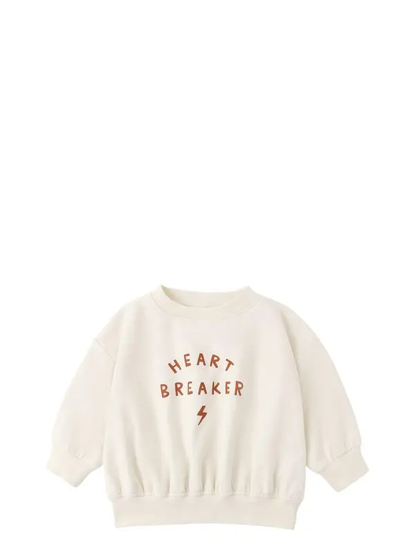 QUINCY MAE Heart Breaker Fleece Sweatshirt - Natural