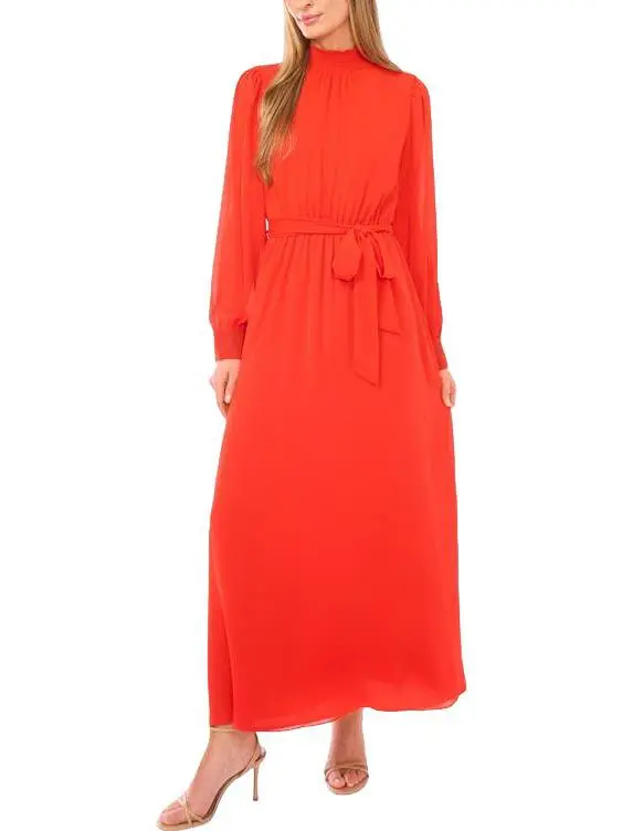 Halogen Long Sleeve Maxi Dress - Poinciana