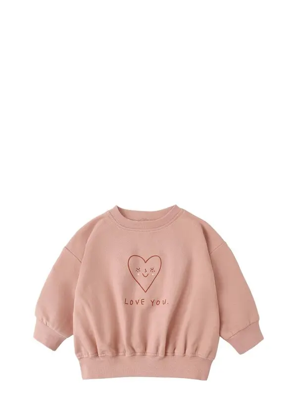 QUINCY MAE Heart Cotton Graphic Sweatshirt - Pink
