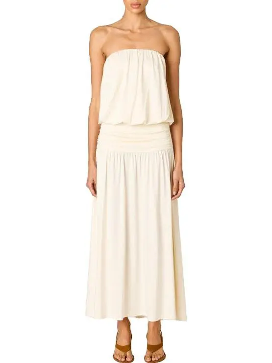 NIA La Cienega Strapless Blouson Maxi Dress - Ivory