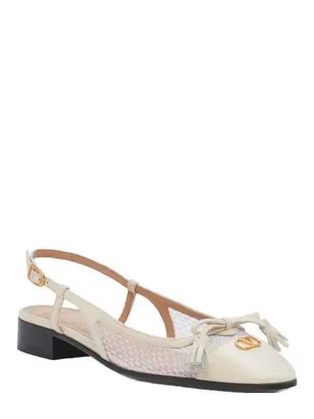 Valentino Garavani Valet Du Roi Slingback Ballet Flats - Ivory