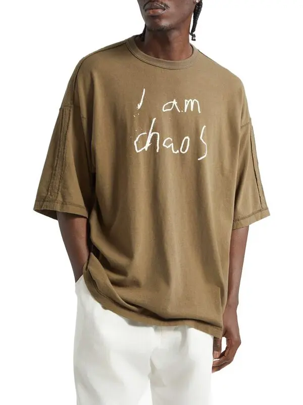 UNDERCOVERISM I Am Chaos Oversize Graphic T-shirt - Gray Brown