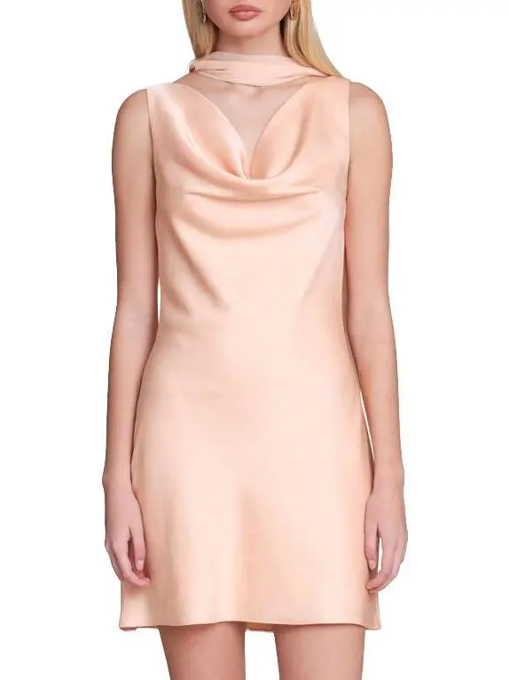 Avec Les Filles Cowl Neck Minidress With Scarf - Peach