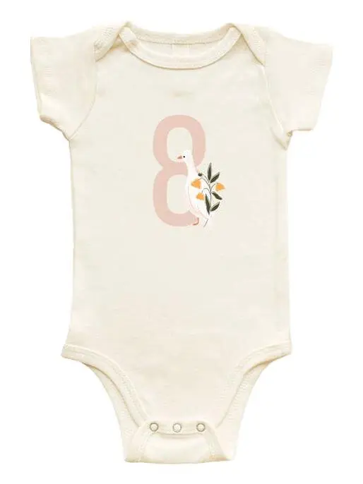 TENTH & PINE Monthly Milestone Short Sleeve Organic Baby Bodysuit - Eight Months