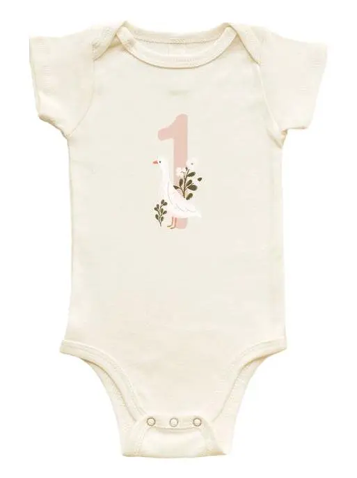 TENTH & PINE Monthly Milestone Short Sleeve Organic Baby Bodysuit - One Month