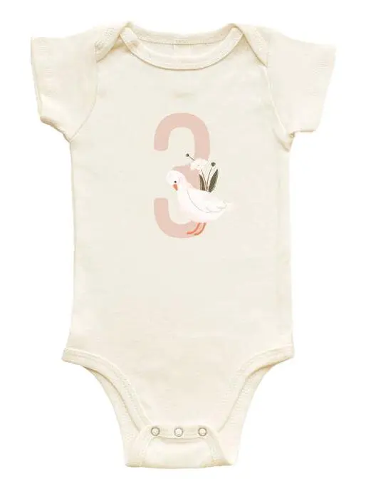 TENTH & PINE Monthly Milestone Short Sleeve Organic Baby Bodysuit - Three Months