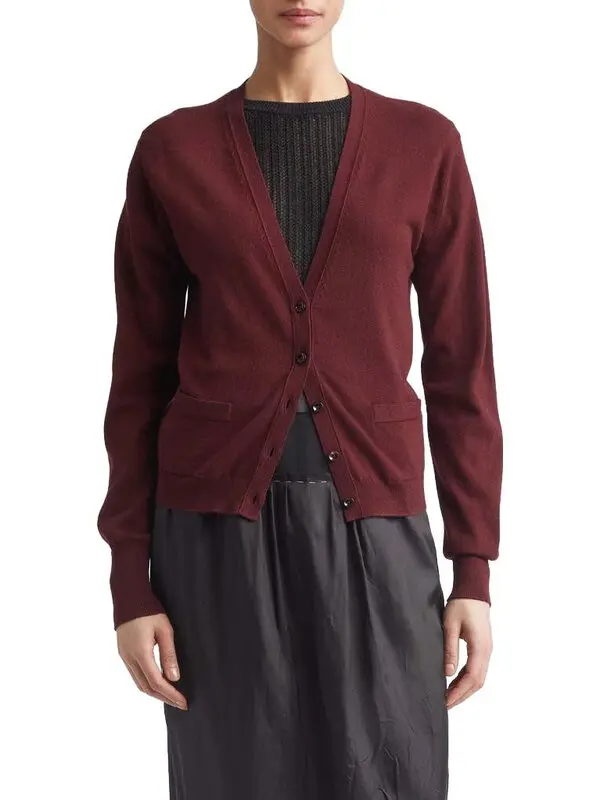 MAISON MARGIELA Virgin Wool Cardigan - Burgundy