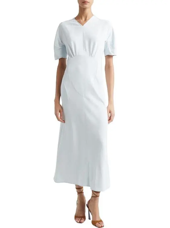 Victoria Beckham Gathered Detail Midi Dress - Glacial Blue